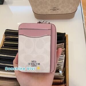 Coach | Bags | Nwt Coach Zip Card Case Cw883 Chalk Pink Carnation ...